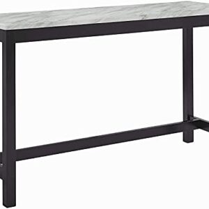 New Classic Furniture Celeste Faux Marble Theater Bar Table with 3 Bar Stool Set, Black Velvet with Black Base