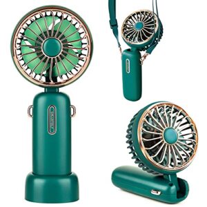 smartelf handheld fan, 4800mah battery operated mini portable personal cooling fan usb rechargeable wearable hanging neck fans for women men, multi-functional, 6-20 hours strong airflow 3 speeds-green