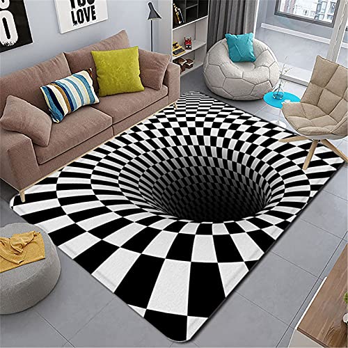 Xnhgfa Visual Illusion Rug, Three-Dimensional Carpet, Vortex Rug, 3D Swirl Print Optical Illusion Rug Carpet Vortex Rug 3D Circular for Kitchen Floor Hallway Decoration,120X180CM