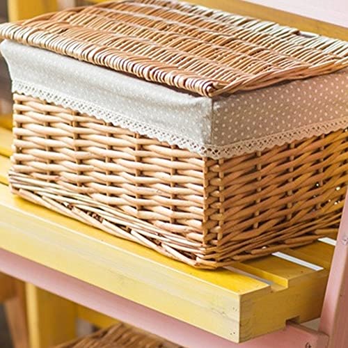 UXZDX Rattan Clothes Woven Storage Basket Cosmetic Storage Box, Storage Box Household Basket with Lid