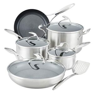 circulon stainless steel cookware pots and pans set with steelshield hybrid stainless and nonstick technology