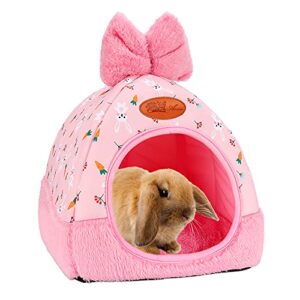 yuepet rabbit bed warm guinea pig cave beds cute bowknot rabbit house and hideouts cage accessorie for bunny guinea pigs chinchilla and other small animals