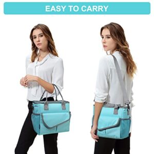 VASCHY Lunch Bag for Women, Ladies Fashion Insulated Lunch Box Tote Bag for Work School Office w Shoulder Strap Turquoise