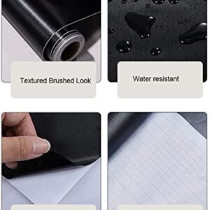 GLOW4U 24"X117" Peel and Stick Vinyl Black Stainless Steel Wallpaper Brushed Black Metallic Stainless Steel Contact Paper for Fridge Refrigerator Dishwasher Stove Appliances Liner Sticker