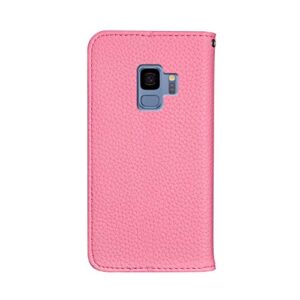 ONV Samsung Galaxy S9 Flip Case, Compatible with Samsung Galaxy S9 Leather Case with Shockproof Card Slot Kickstand Flip Wallet Cover for Samsung Galaxy S9 [Litchi ]-Pink