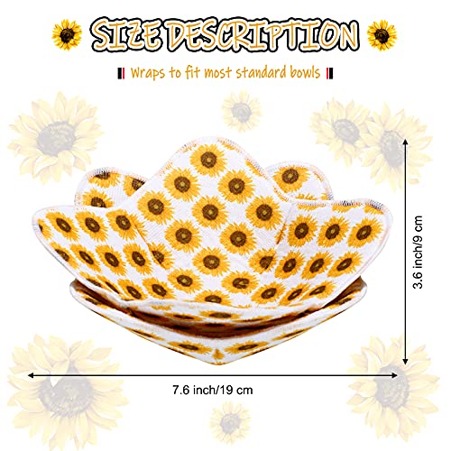 Microwave Bowl Cozy Holders Set of 4, Microwave Safe Hot Bowl Holder Bowl Potholders, Multipurpose Heat Resistant Plate holder for Hot and Cold Bowls Home Kitchen (Sunflower)