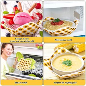 Microwave Bowl Cozy Holders Set of 4, Microwave Safe Hot Bowl Holder Bowl Potholders, Multipurpose Heat Resistant Plate holder for Hot and Cold Bowls Home Kitchen (Sunflower)