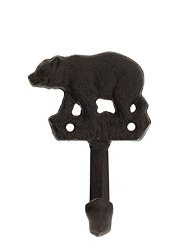 The Bridge Collection Cast Iron Single Black Bear Wall Hook Key Hanger Cabin Lodge Decor (Style 1)