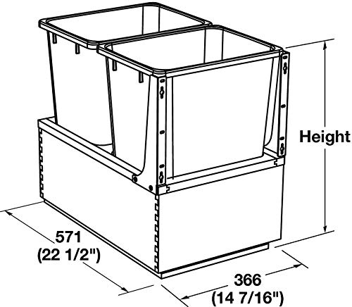 Double Wood Framed Bottom Mount Kitchen Pullout Waste Container Trash Can System with Soft Close Slides and Mounting Brackets (2 x 36 Qt)