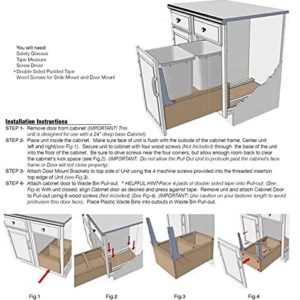 Double Wood Framed Bottom Mount Kitchen Pullout Waste Container Trash Can System with Soft Close Slides and Mounting Brackets (2 x 36 Qt)