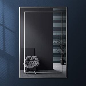 fralimk mirror on mirror frameless rectangular wall mirror for bathroom 22" x 32" polished beveled edge rectangle wall mirror decorative wall mirrors for entryways, living room, washroom and bedroom