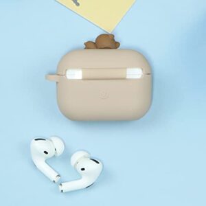 Wonhibo Cute Bear Airpod Pro Case for Women, Kawaii Silicone Animal Cover for Apple Airpod Pro 2019 with Keychain