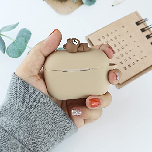 Wonhibo Cute Bear Airpod Pro Case for Women, Kawaii Silicone Animal Cover for Apple Airpod Pro 2019 with Keychain