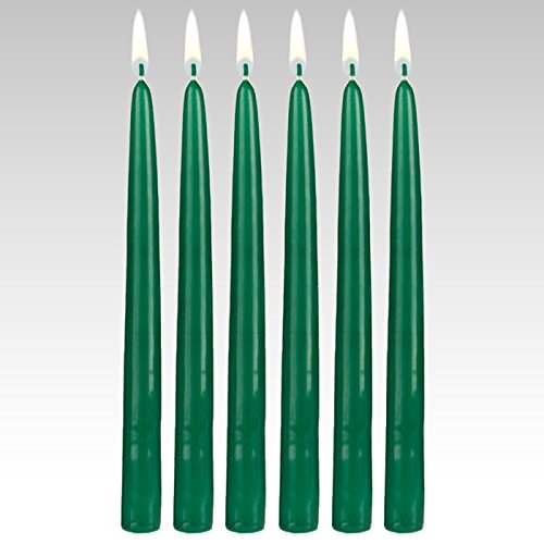 10" Unscented Solid Color Dripless Taper Candles (Set of 12) - Premium Quality Wax - Home Decor, Wedding, Parties and Special Occasions (Hunter Green)