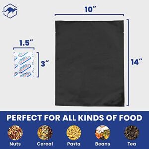 15x Silver 5 Gallon Wallaby Mylar Bag - (5 Mil) and 75 Wallaby Mylar Bags - Bundle - 1 Gallon - Matte Black (5 Mil - 10’’x14’’), Oxygen Absorbers, Labels - Resealable Zipper, Heat Seal, FDA Grade