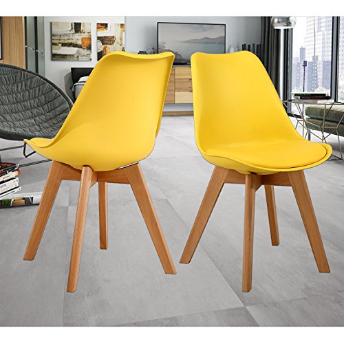 NOBPEINT Mid Century Modern Kitchen and Dining Room Chair, Set of 2 (Vitality Yellow)