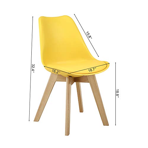 NOBPEINT Mid Century Modern Kitchen and Dining Room Chair, Set of 2 (Vitality Yellow)