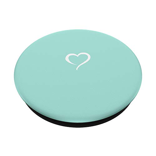 Aqua Teal Blue Hand Drawn Heart Minimalist Love PopSockets Swappable PopGrip