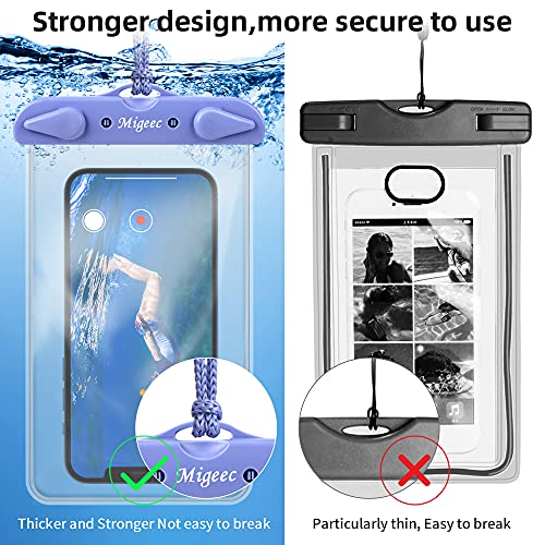 Migeec Waterproof Phone Case (2 Packs) IPX8 Waterproof Phone Pouch Dry Bag Waterproof Bag for Beach Kayaking Travel Compatible with iPhone Android Device up to 6.9" (Black+Blue)