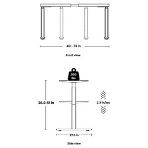 Autonomous A3-2021 Premium DIY Dual Motor Electric Standing Desk Frame, 25"-51" Height, 40"-73" Length Range, 300 lbs Lifting Capacity (No Table Top), High, Grey