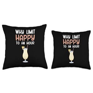 Why limit happy to an hour Cocktail Throw Pillow, 18x18, Multicolor