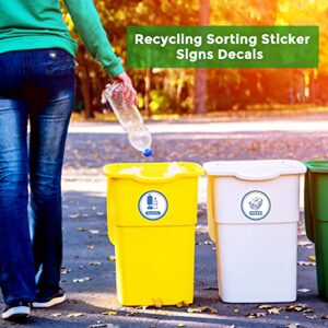 Recycling and Trash Can Sorting Sticker 3.5 x 3.5 inch Adhesive Recycle garbage Decal Waterproof Re Adjustable Recycle Sticker Waste Sorting Recycling Sticker Sign for Trash Can (12 Pieces)