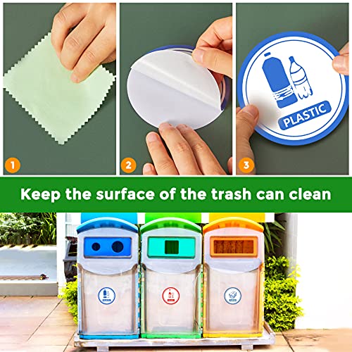 Recycling and Trash Can Sorting Sticker 3.5 x 3.5 inch Adhesive Recycle garbage Decal Waterproof Re Adjustable Recycle Sticker Waste Sorting Recycling Sticker Sign for Trash Can (12 Pieces)