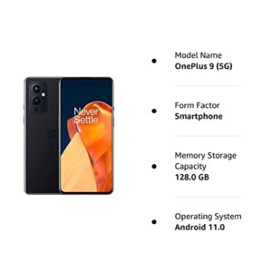 OnePlus 9 Astral Black, 5G Unlocked Android Smartphone U.S Version, 8GB RAM+128GB Storage,120Hz Fluid Display (Renewed)