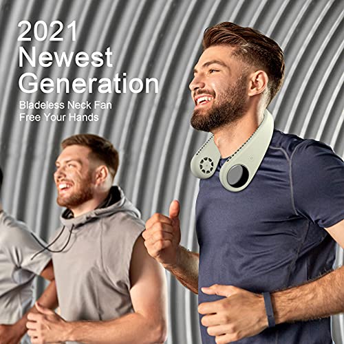 HAO TOO Portable Neck Fan, Wearable Air Conditioner, USB Charging, Hanging Neck Headset Design, 360° Rotation, 3 Levels Adjustable, Suitable For Travel, Sports, Office