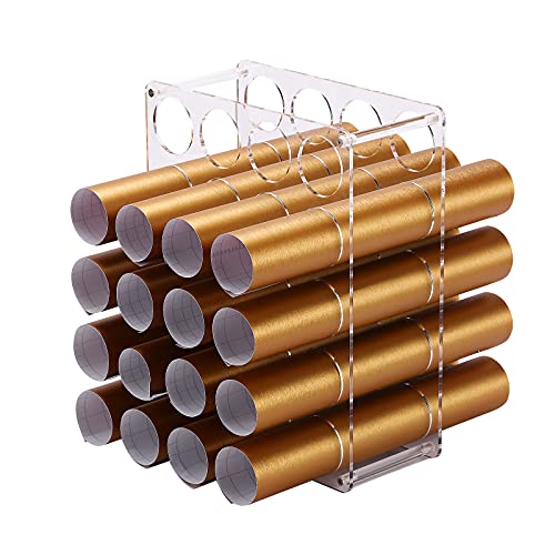 leevehold Vinyl Roll Storage Rack, Sturdy Vinyl Roll Holder, Vinyl Storage Organizer for Craft Room, 20-Holes | Aperture 2 Inch, Easy to Assemble (Clear Acrylic)