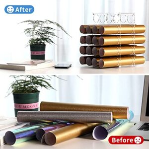 leevehold Vinyl Roll Storage Rack, Sturdy Vinyl Roll Holder, Vinyl Storage Organizer for Craft Room, 20-Holes | Aperture 2 Inch, Easy to Assemble (Clear Acrylic)