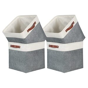 univivi fabric cube storage bins 13 x 13 storage cube bins with hard bottom and pu handles storage cubes organizer for shelf nursery home 4 pack（dark grey）