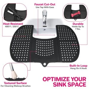 Sink Topper, Bathroom Sink Cover for Counter Space. Makeup Organizer Mat and Must Have Bathroom Gadget. Large, Black.