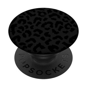 black leopard skin print for women - black cheetah pattern popsockets popgrip: swappable grip for phones & tablets