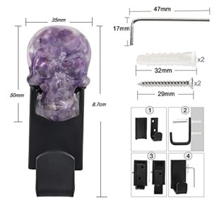 Amogeeli 2pcs Skull Head Resin Crystal Coat Wall Hooks, Decorative Metal Hanger for Clothes Hat Bag