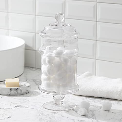 Motifeur Glass Apothecary Jars, Bathroom Storage Organizer Stand, Decorative Wedding Candy Buffets Container (Clear)