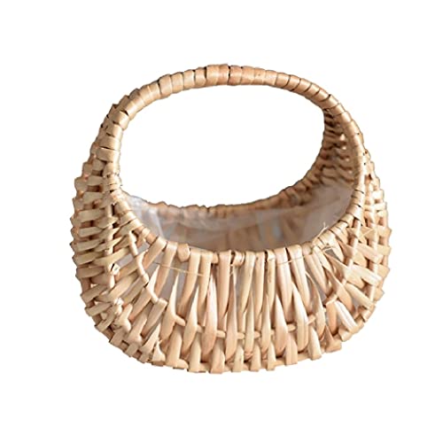 UXZDX CUJUX Fashion Hand-held Flower Arrangement Basket, Woven Rattan and Willow Handmade Creative Flower Pot Basket