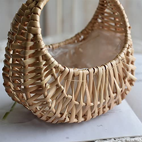 UXZDX CUJUX Fashion Hand-held Flower Arrangement Basket, Woven Rattan and Willow Handmade Creative Flower Pot Basket