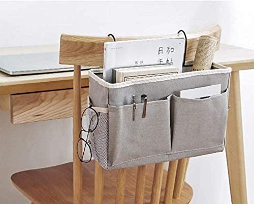 UJLN Bedside Caddy/Bedside Storage Bag Hanging Organizer for Bunk and Hospital Beds,Dorm Rooms Bed Rails,Can be Placed Glasses,Books,Mobile Phones,Keys,daily supplies (F-style)