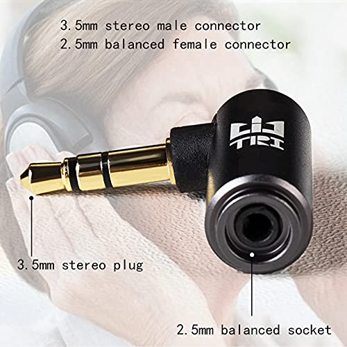 H HIFIHEAR TRI HiFi Stereo Headphone Jack Audio Adapter,Right Angle Adapter to 2.5mm Female Adapter,Can be Used for Conversion Earphone Adapters (2.5mm Balanced Female to 3.5mm Balanced Male)