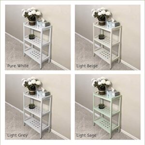 Anthology Spa Asta 3-Tier Free Standing Rectangular Bathroom Utility Storage Shelf Rack, Powder-Coated Metal Storage Shelf Stand, B301 (Light Sage), 22 inch W x 11 inch D x 35 inch H