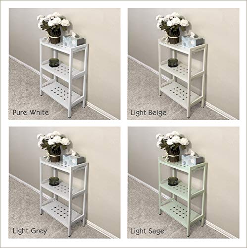 Anthology Spa Asta 3-Tier Free Standing Rectangular Bathroom Utility Storage Shelf Rack, Powder-Coated Metal Storage Shelf Stand, B301 (Light Sage), 22 inch W x 11 inch D x 35 inch H