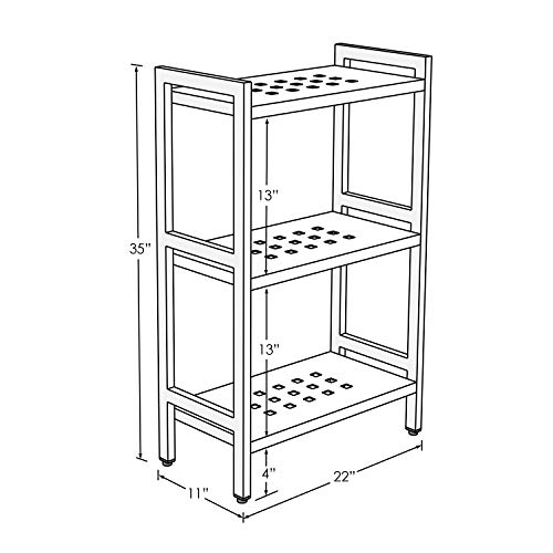 Anthology Spa Asta 3-Tier Free Standing Rectangular Bathroom Utility Storage Shelf Rack, Powder-Coated Metal Storage Shelf Stand, B301 (Light Sage), 22 inch W x 11 inch D x 35 inch H