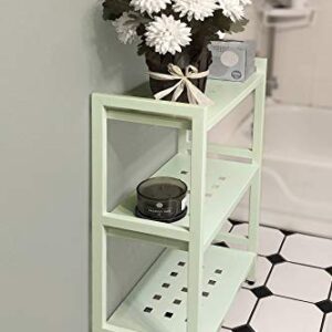 Anthology Spa Asta 3-Tier Free Standing Rectangular Bathroom Utility Storage Shelf Rack, Powder-Coated Metal Storage Shelf Stand, B301 (Light Sage), 22 inch W x 11 inch D x 35 inch H