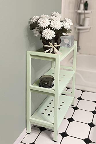 Anthology Spa Asta 3-Tier Free Standing Rectangular Bathroom Utility Storage Shelf Rack, Powder-Coated Metal Storage Shelf Stand, B301 (Light Sage), 22 inch W x 11 inch D x 35 inch H