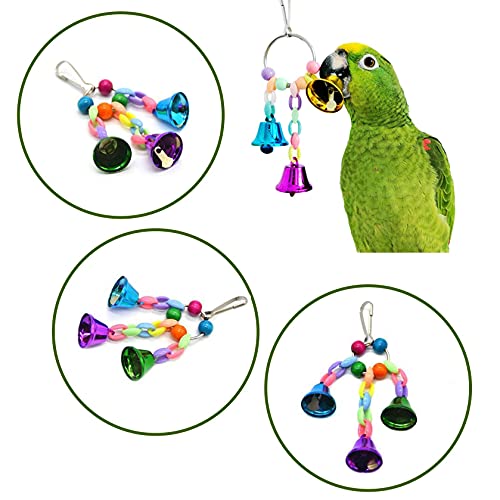 PINVNBY Coconut Bird Nest Hideaway Hut House with Ladder Parrot Training Puzzle Toy Parrot Bell Swing Hanging Birdhouse for Parrots Parakeet Lovebird Finch Canary Hamsters Etc Small Animal