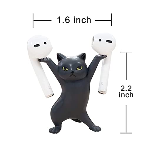 Airpod Case Holder for Apple AirPods 1 2 Cute Cat ，Airpod case with Cute Magnetic Dance Cat Headphones Holder Stand,Birthday Gifts for Her Women Girls Daughter (Black)