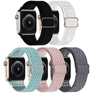 gbpoot 5 packs nylon stretch band compatible with apple watch band,adjustable soft sport breathable loop for iwatch series 8/7/6/5/4/3/2/1/se,38mm 40mm 41mm,06 color