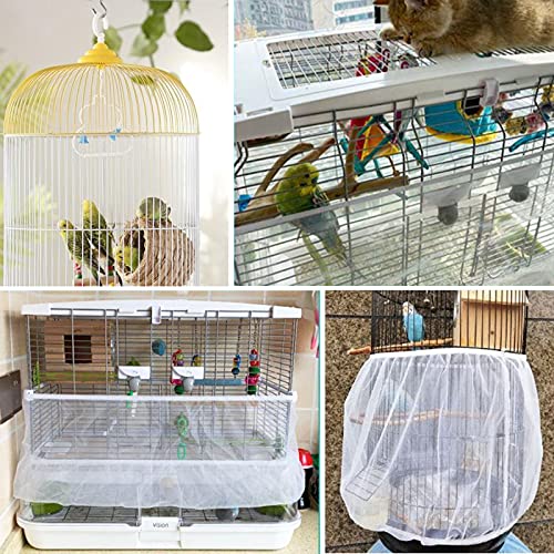 TuHeeHuT Bird Seed Catchers Nylon Mesh Net Cage Cover/Skirt for Parrot Parakeet Macaw Lovebird African Grey (26" 12")