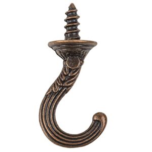 uniqantiq hardware supply bronze decorative fancy cup mug hooks | 1-3/4" | screw-in c hooks for hanging, mug ceiling/wall hooks holder, indoor outdoor use | dl-c1420-134dac